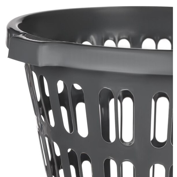 Cos de rufe, Herum®, din plastic, cu model perforat si manere, Negru ...