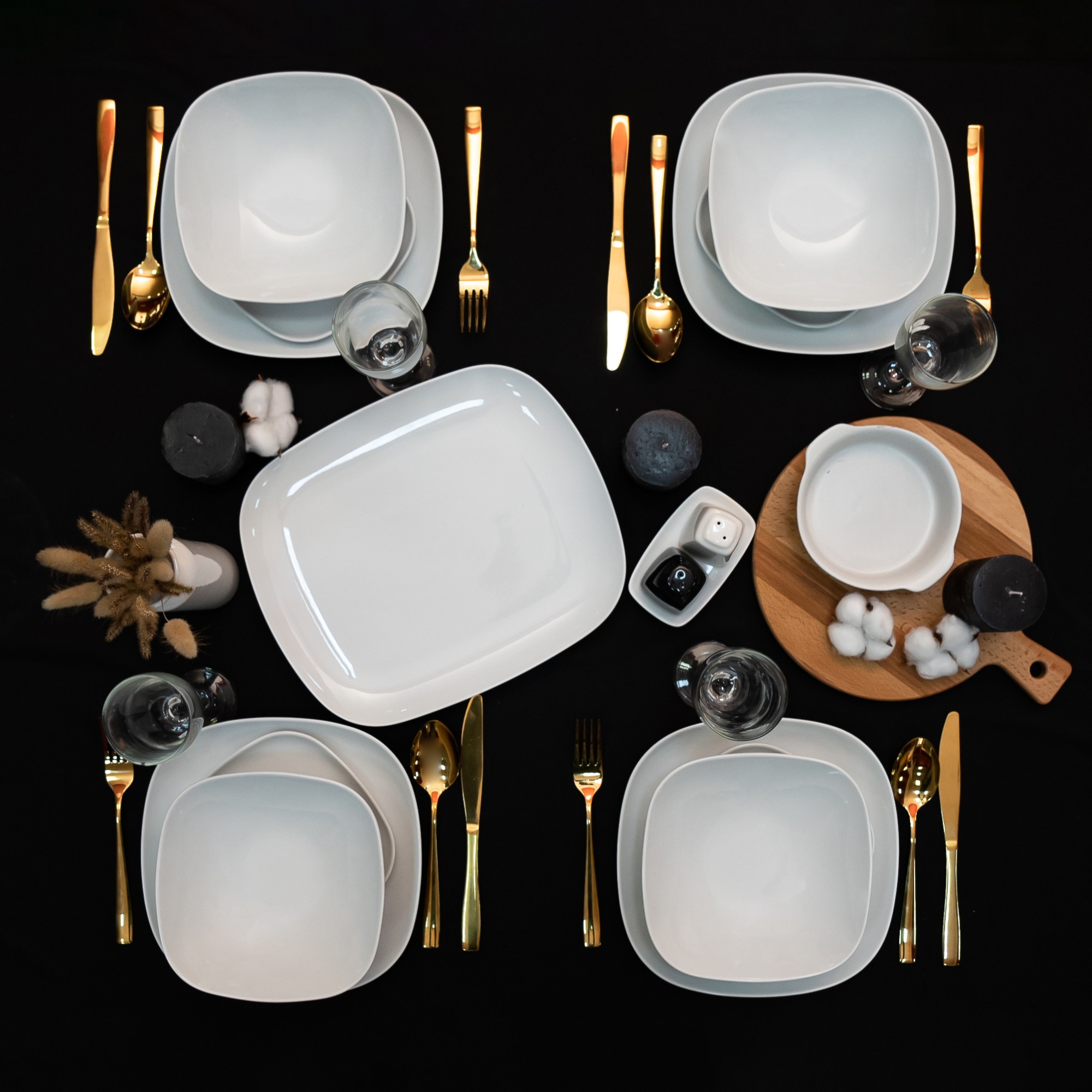 Set farfurii 12 piese, pentru 4 persoane, Ice, Cesiro, Portelan, Alb ...