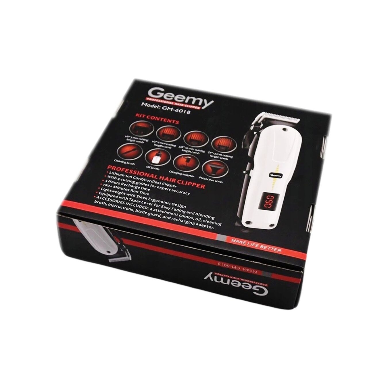 Masina de Tuns Profesionala Geemy 6018 pentru Par si Barba, Afisaj LCD, Lame Inox, Acumulator ...