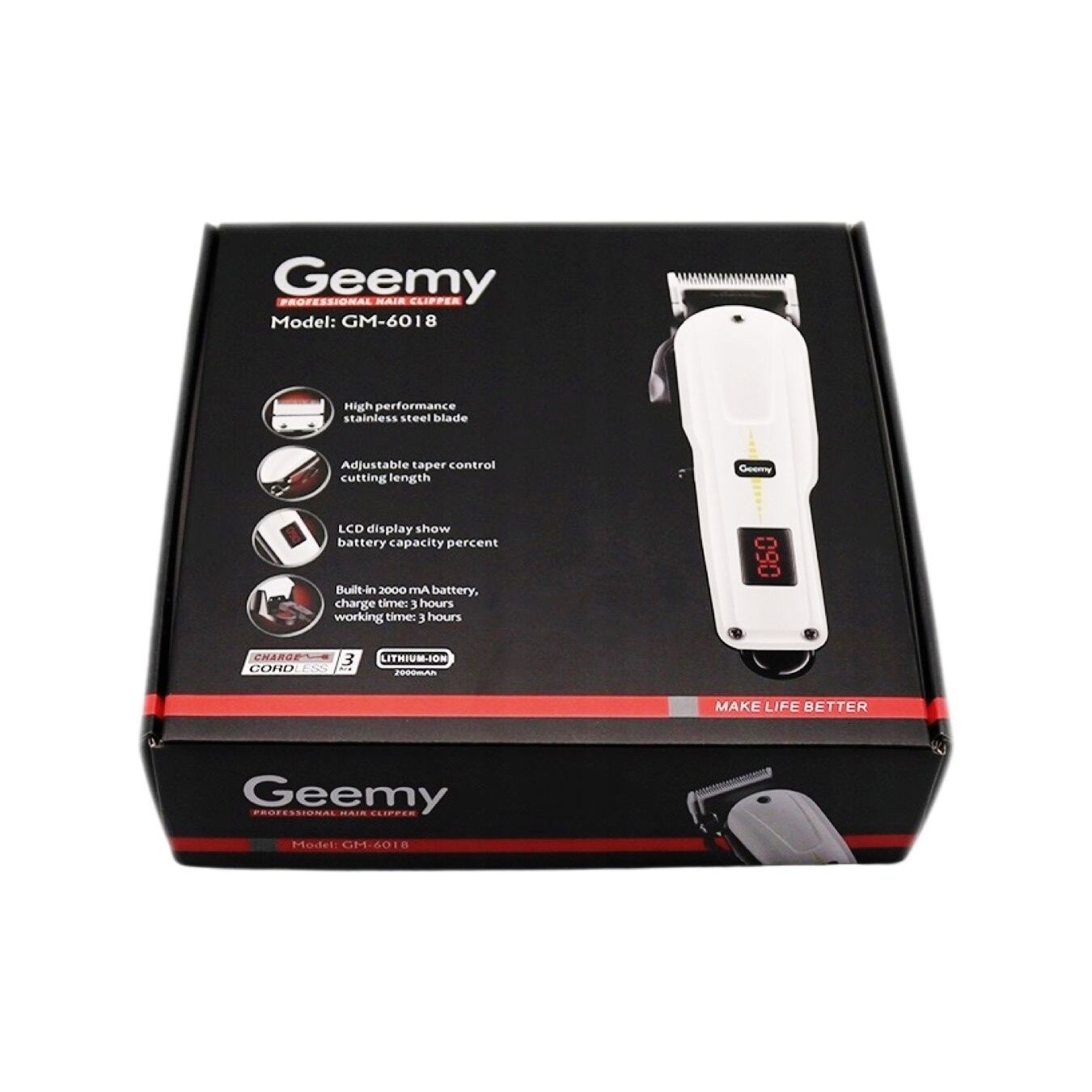 Masina de Tuns Profesionala Geemy 6018 pentru Par si Barba, Afisaj LCD ...