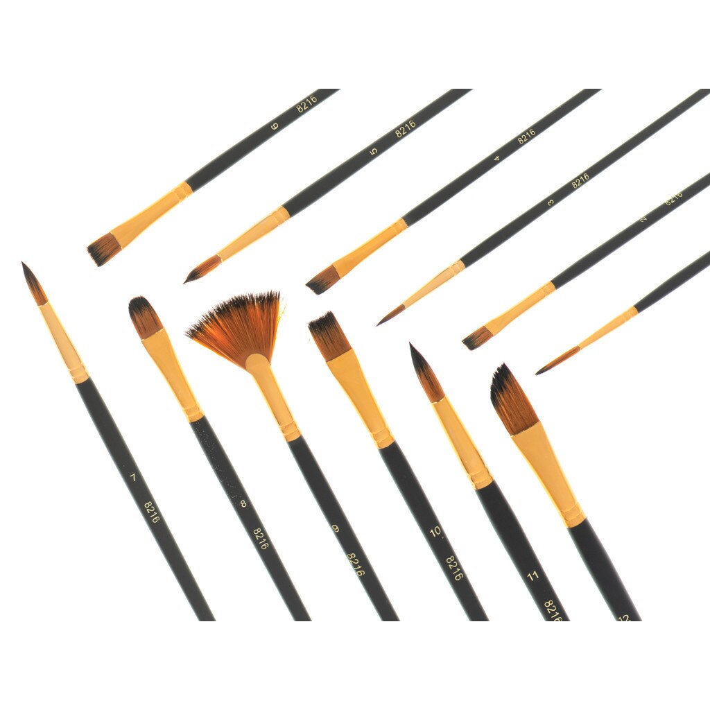 Set 12 pensule artistice pentru vopsit, Plastic, 19.5x23 cm, Multicolor ...