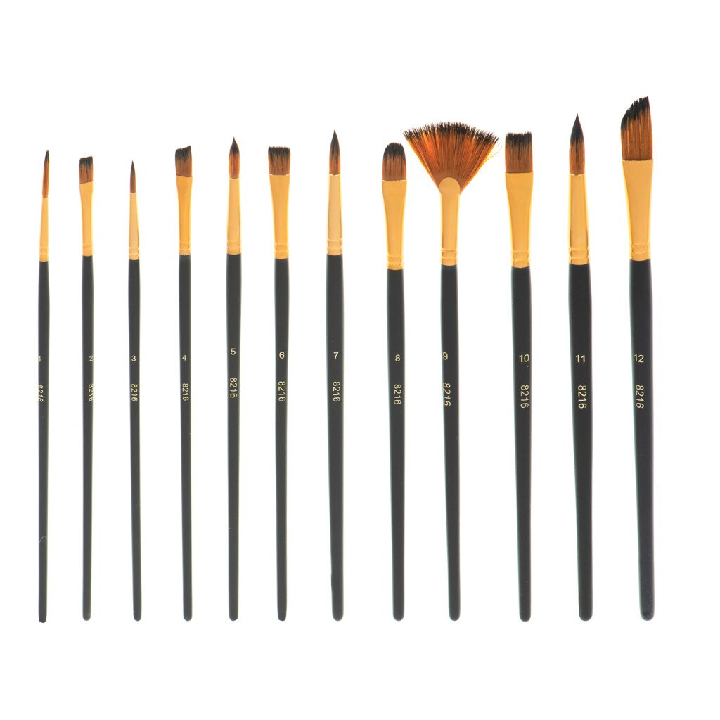 Set 12 pensule artistice pentru vopsit, Plastic, 19.5x23 cm, Multicolor ...