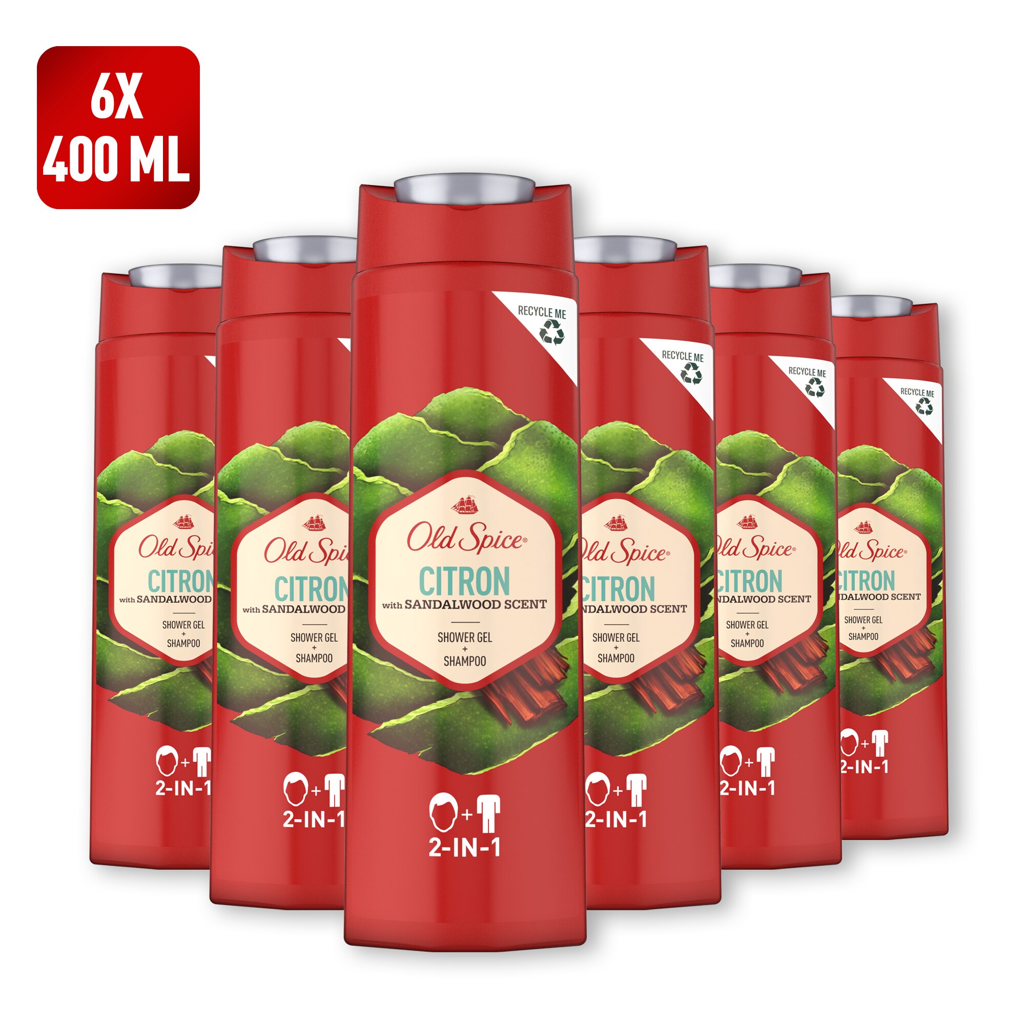 Gel de dus si sampon, Old Spice, Citron, Pentru barbati, 6x400 ml - eMAG.ro