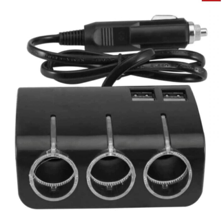 Adaptor Pentru Masina EDAR, 3 Prize Si 2 Porturi USB, 12/24V, Negru ...