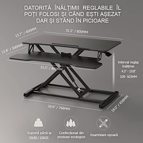 Suport inaltare monitor reglabil, stand pentru birou, standing desk ...