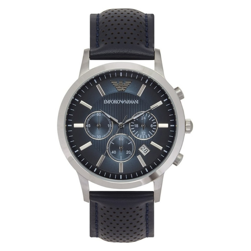 Ceas barbati AR2473, Emporio Armani, Piele naturala/Sticla minerala ...