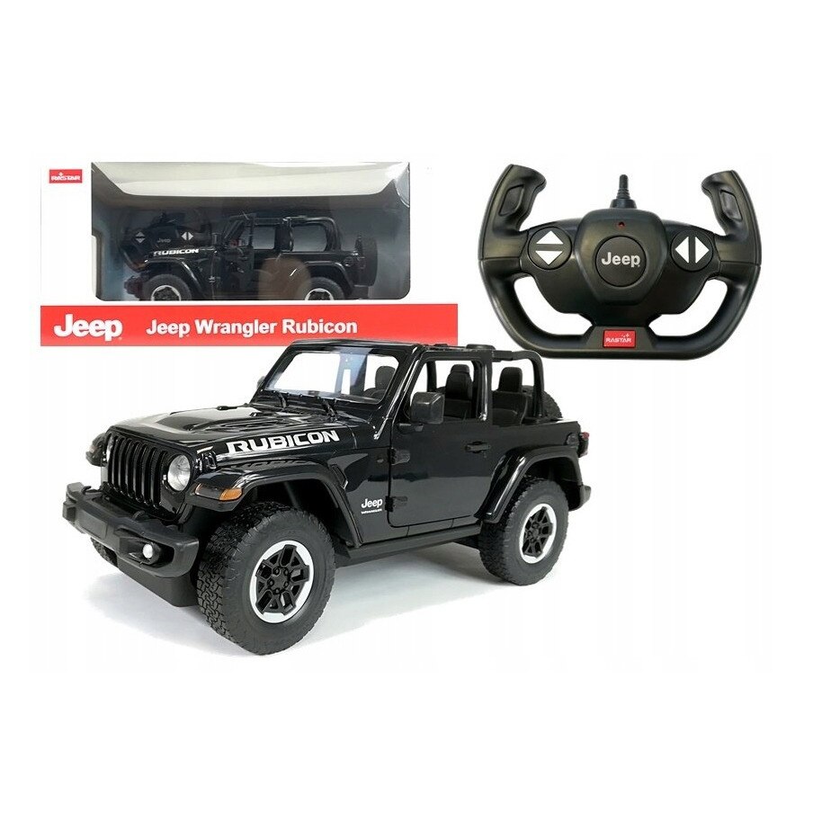 Masina Jeep Wrangler JL Rastar, 1:14, Cu telecomanda, Plastic, Negru ...