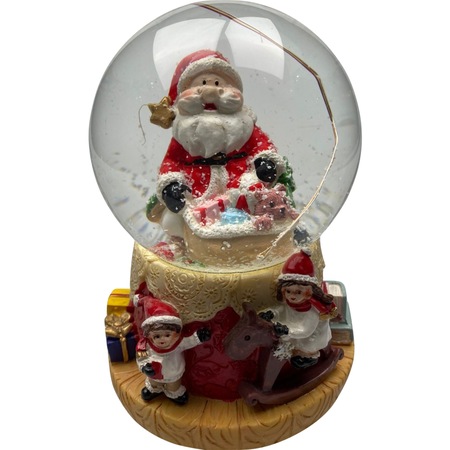 Decoratiune muzicala glob cu zapada, cu lumini si muzica, Mos Craciun ...
