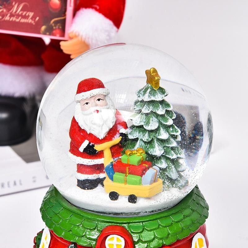 Decoratiune muzicala glob cu zapada, cu lumini si muzica, Mos Craciun ...