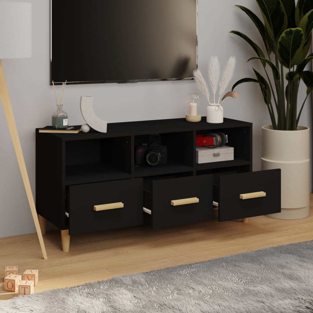 Comoda TV, Pentru Hi-Fi, Modern, negru, 102x36x50cm, lemn compozit ...