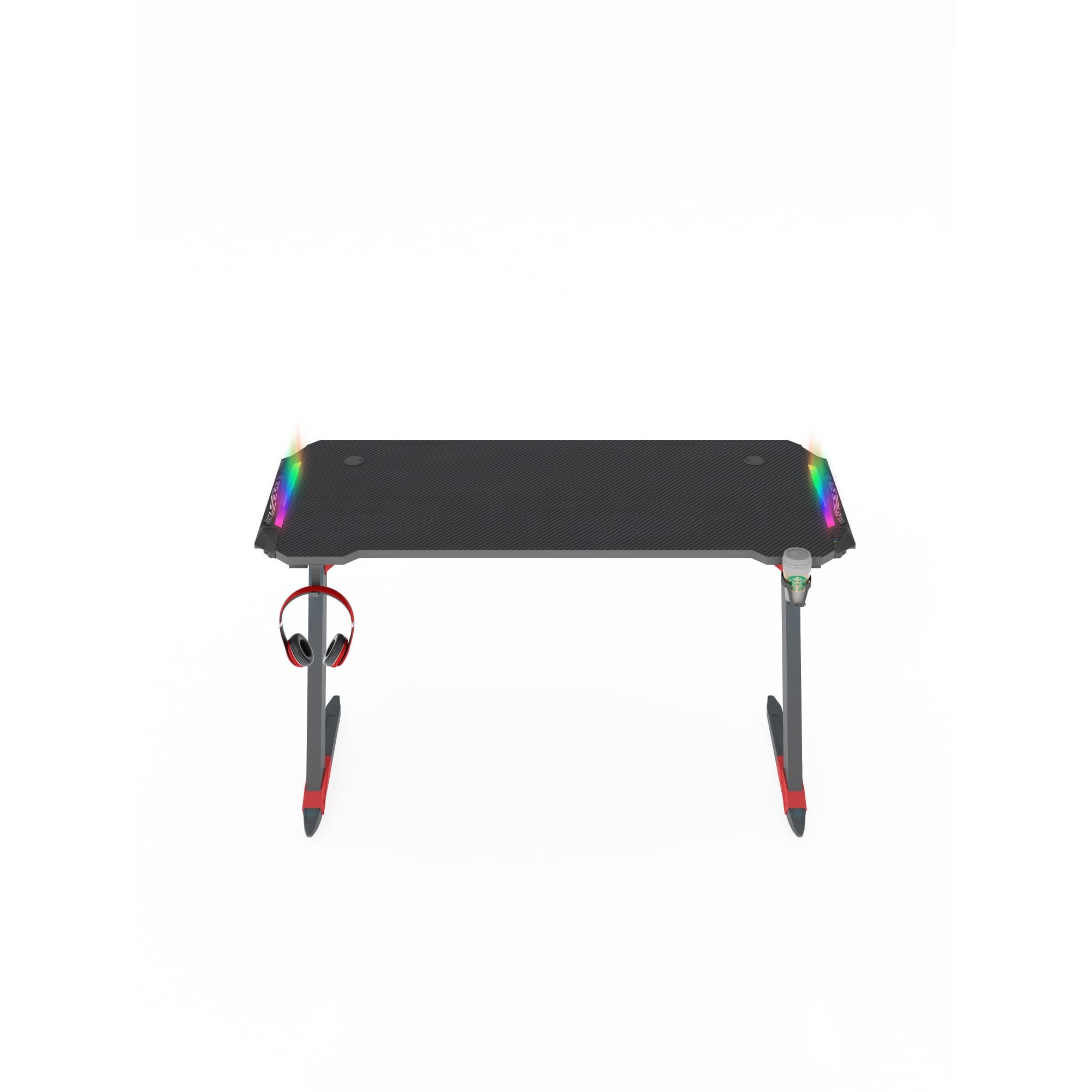 Birou Gaming Cu Led Rgb, Blat Carbon, Cadru Otel 140 CM - eMAG.ro