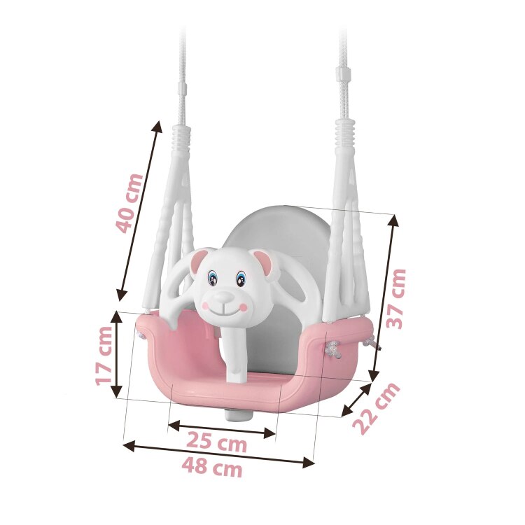 Leagan cu galeata Bear 3in1 Ricokids roz, 37 x 48 cm - eMAG.ro