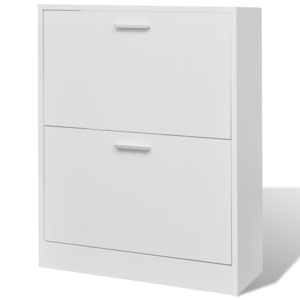Pantofar cu 2 compartimente din lemn, alb, Pentru Hol, Design modern ...