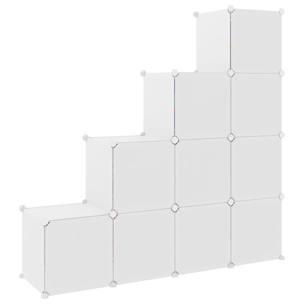 Dulap de depozitare cub pentru copii, 10 cuburi, alb, PP, 7,5 kg 340577 ...