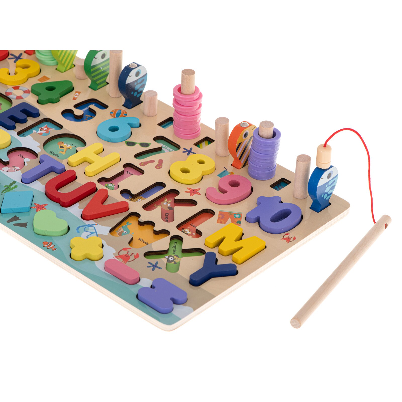 Joc interactiv pentru copii, De pescuit alfabetul, Lemn, Multicolor, 3 ...