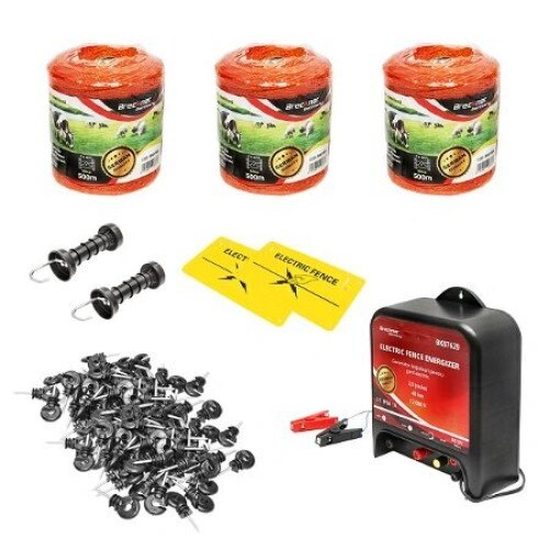 Kit complet gard electric 12V 3.5 Joule, lungime fir 1500m, 200 ...