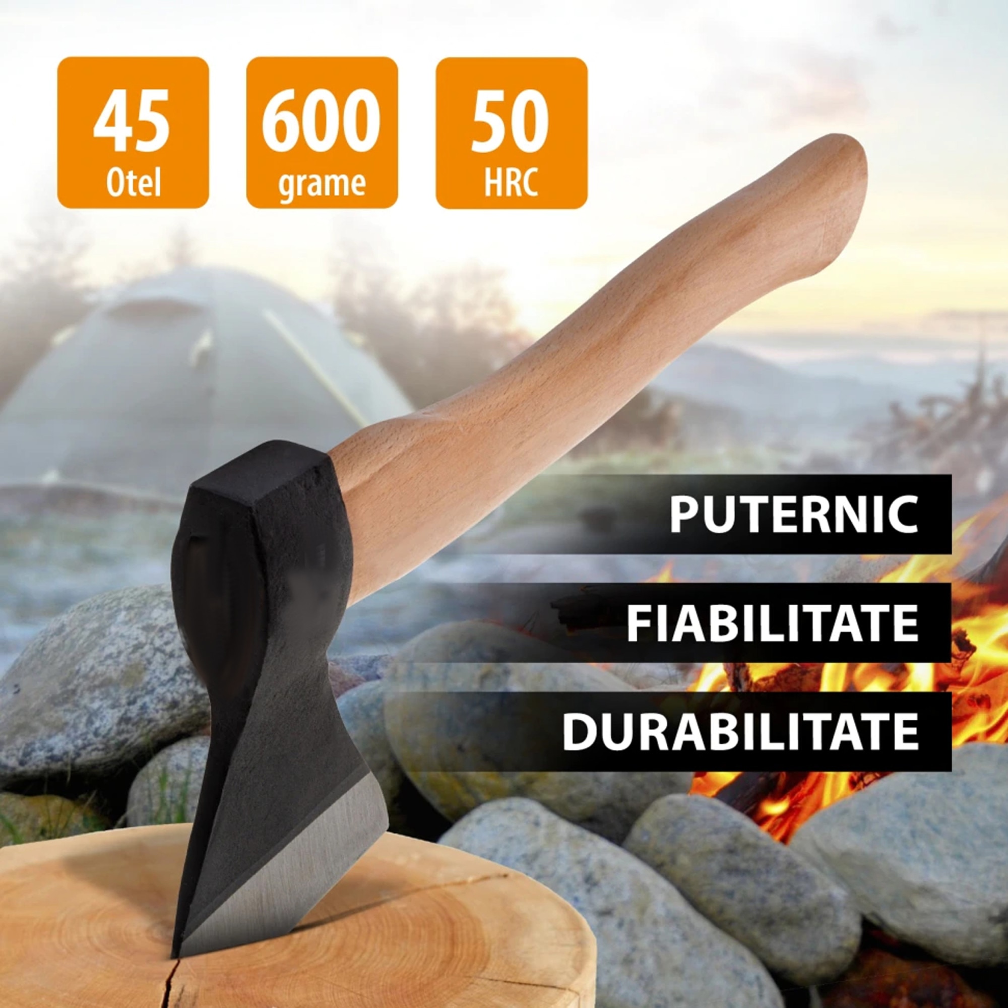 Toporisca cu maner de lemn, GermagTrend, 600 gr, 37331 - eMAG.ro