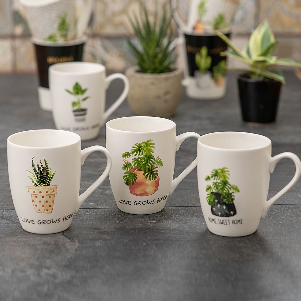 Set 4 cani, Villa Italia, Portelan, 330ml, Multicolor - eMAG.ro