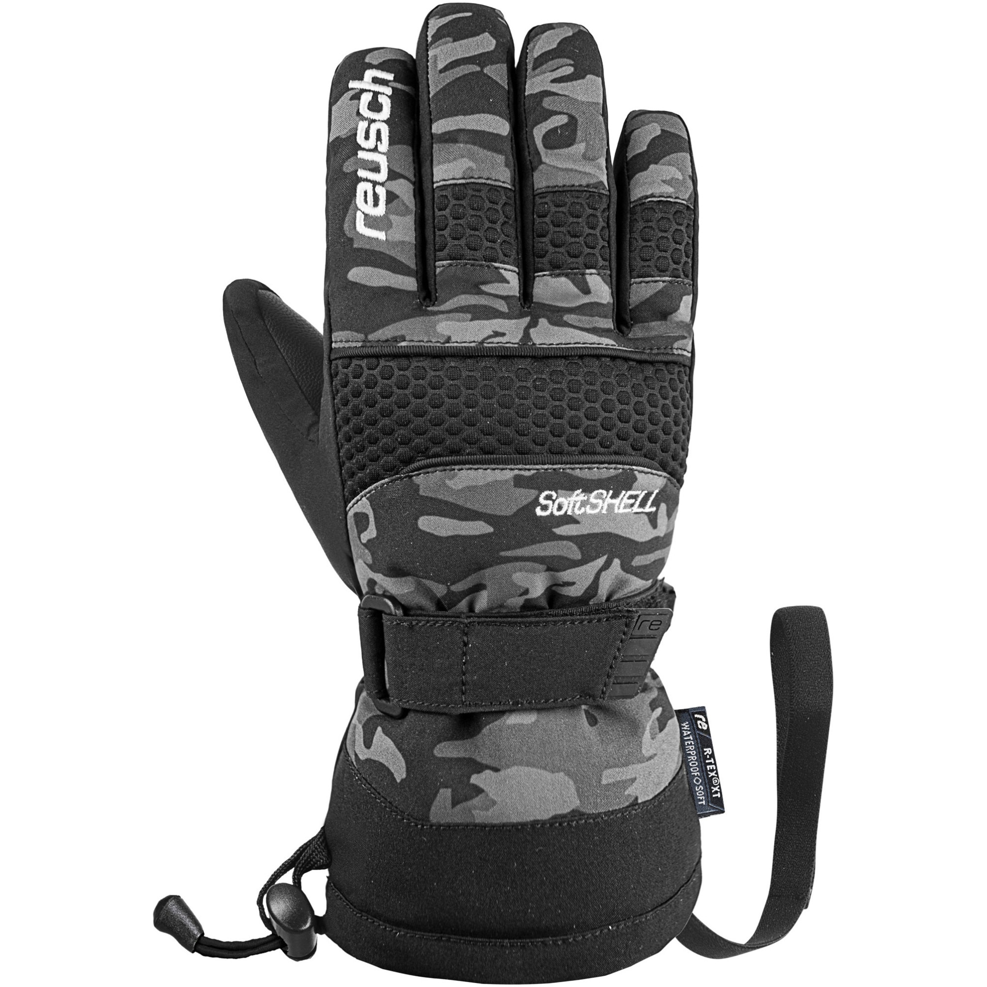 Manusi ski baieti Reusch Connor R-TEX XT, negru/gri camuflaj, marime 6 ...