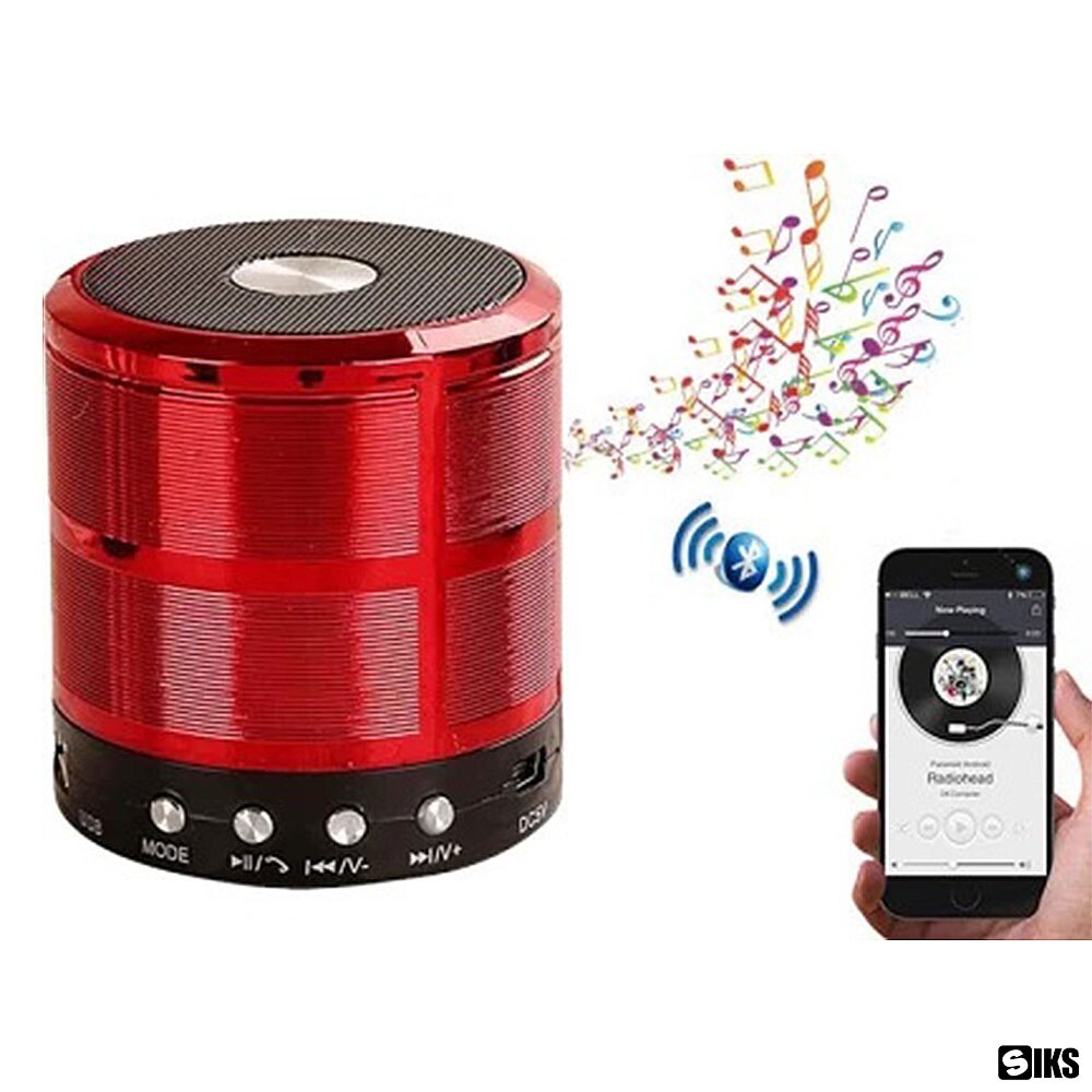 Mini boxa portabila SIKS, calitatea inalta a sunetului, WS887, Rosu ...