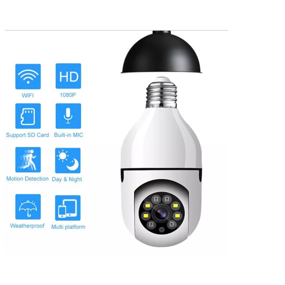 Camera de supraveghere wireless, 3MP, Full HD, tip bulb E27, rotatie ...