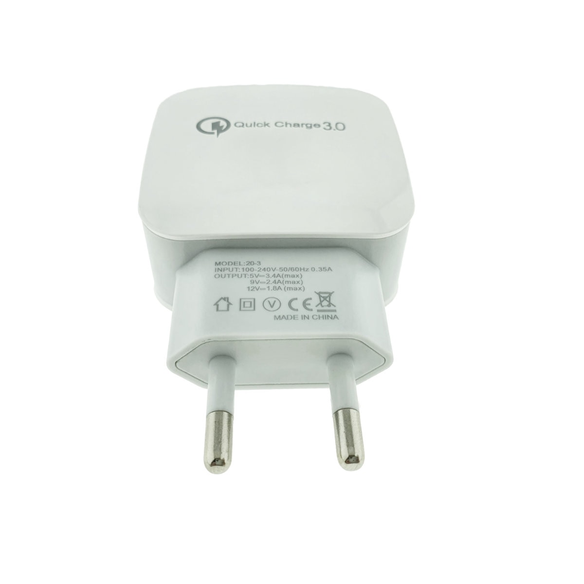 Incarcator rapid de retea, cu un port USB, QC 3.0, 3.4A, alb Alb 3.4 Ah ...