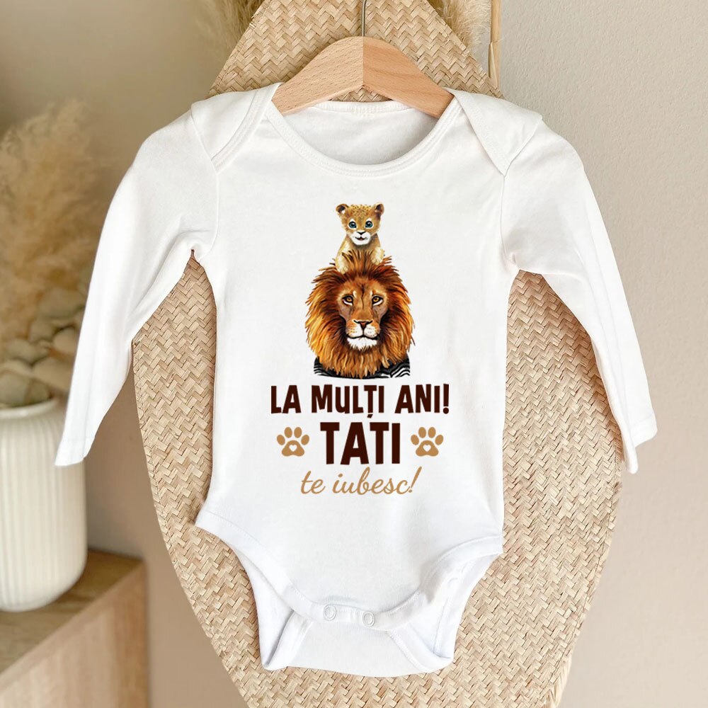 Body cu maneca lunga bebe personalizat cu mesaj "La multi ani!", alb ...
