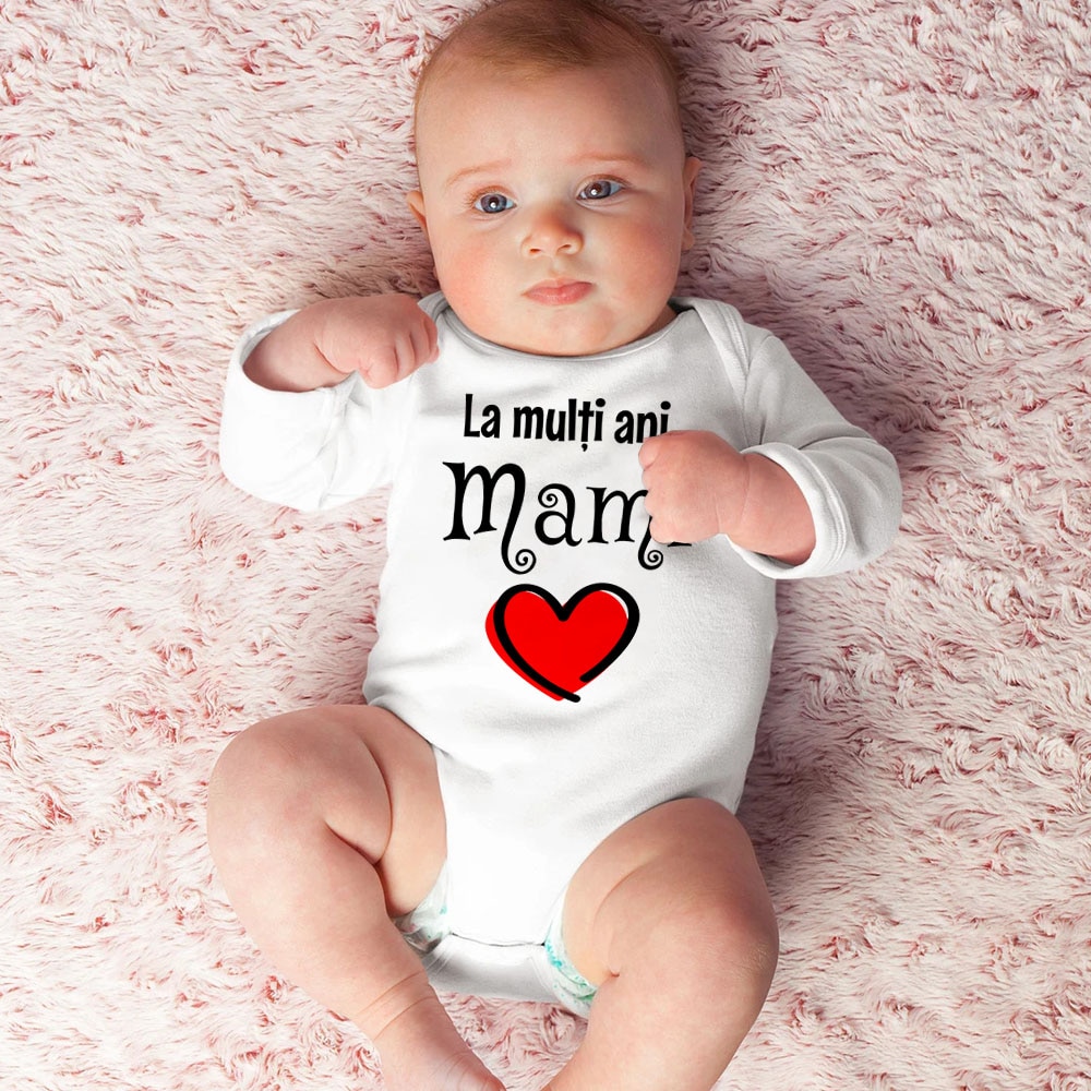 Body copil personalizat cu mesaj "La multi ani, mami!", alb, 100% ...