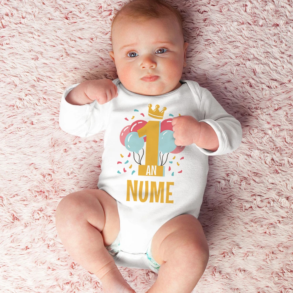 Body bebe personalizat cu Primul anisor, alb, 100% bumbac, 12-18 luni ...