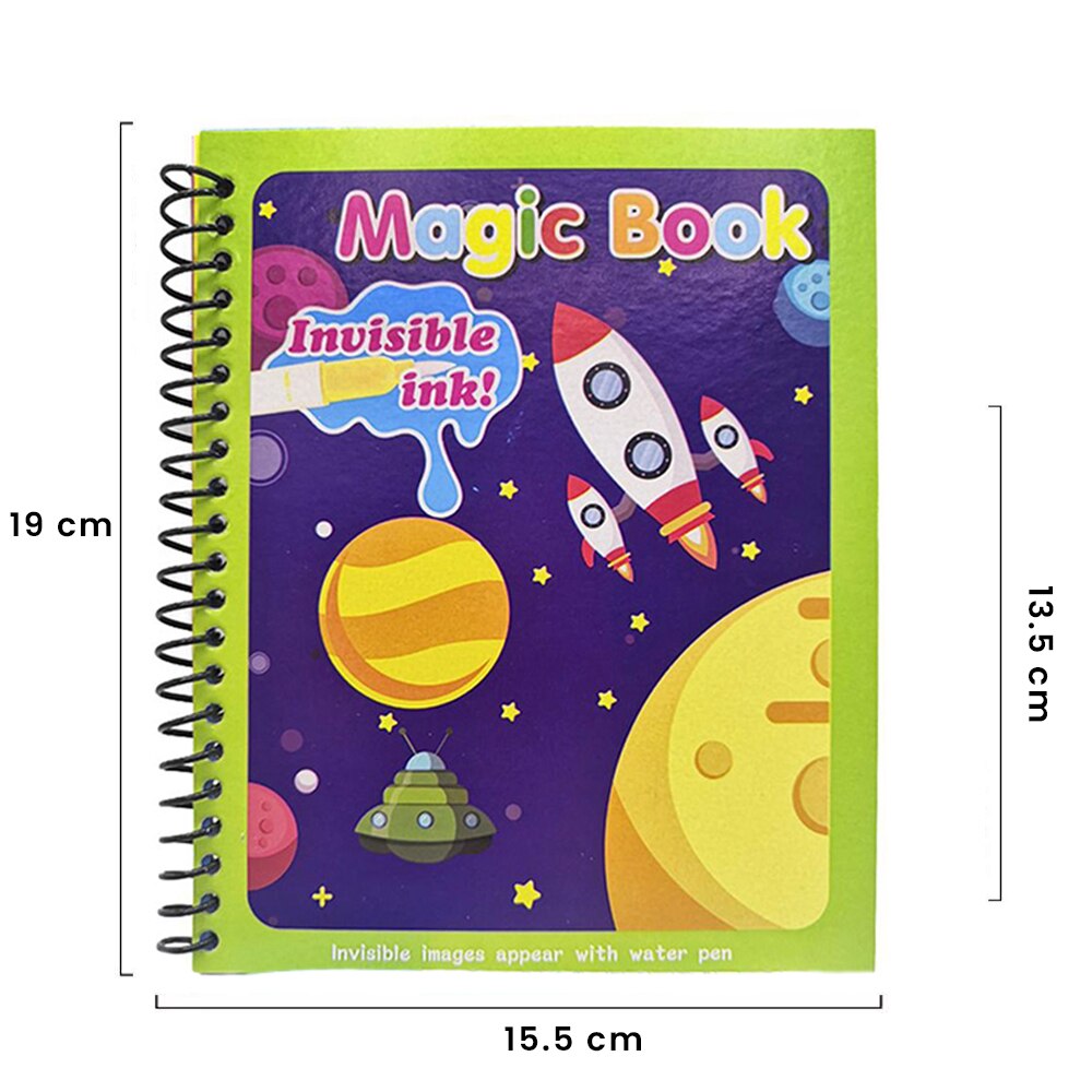 Carte de colorat cu apa Magic Book, Reutilizabila, plina de culori ...