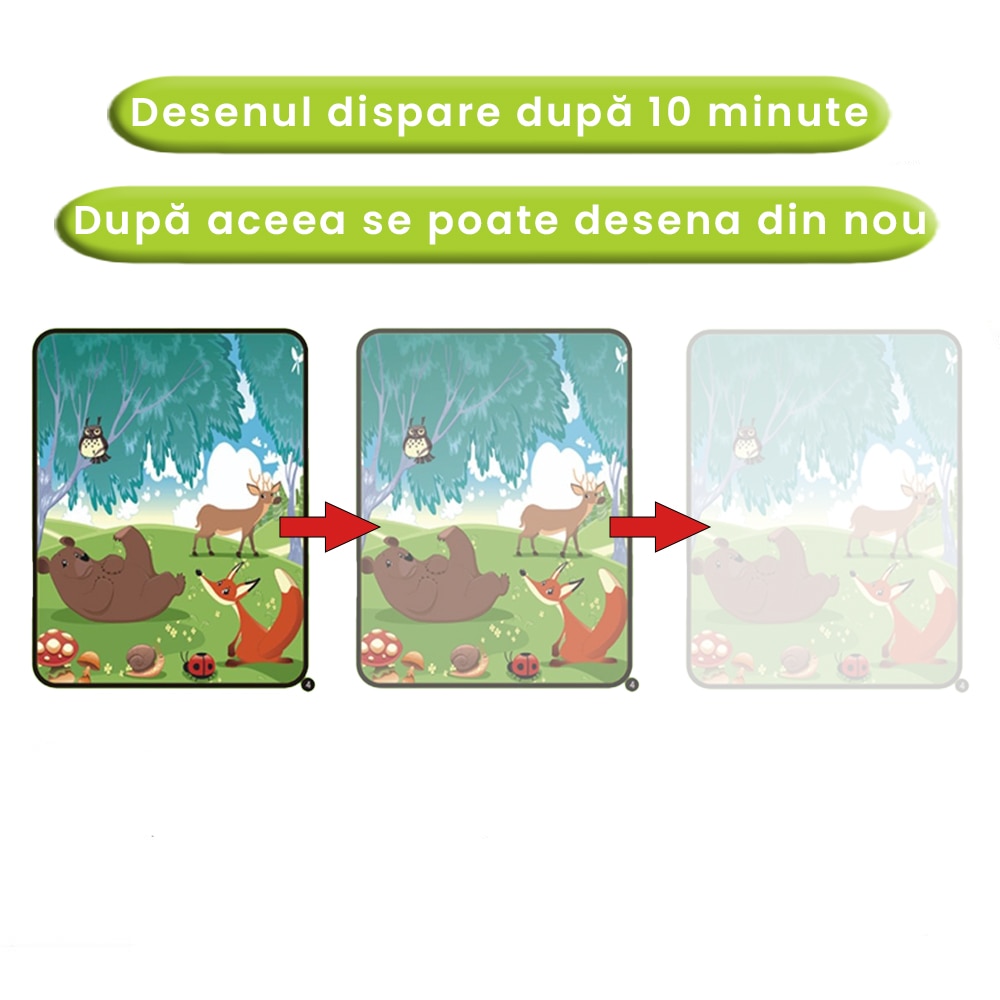 Carte de colorat cu apa Magic Book, Reutilizabila, plina de culori ...