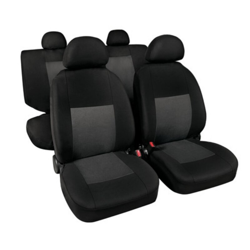 Set huse scaun auto, Tesatura Jacquard, Universal, Negru/Gri - eMAG.ro