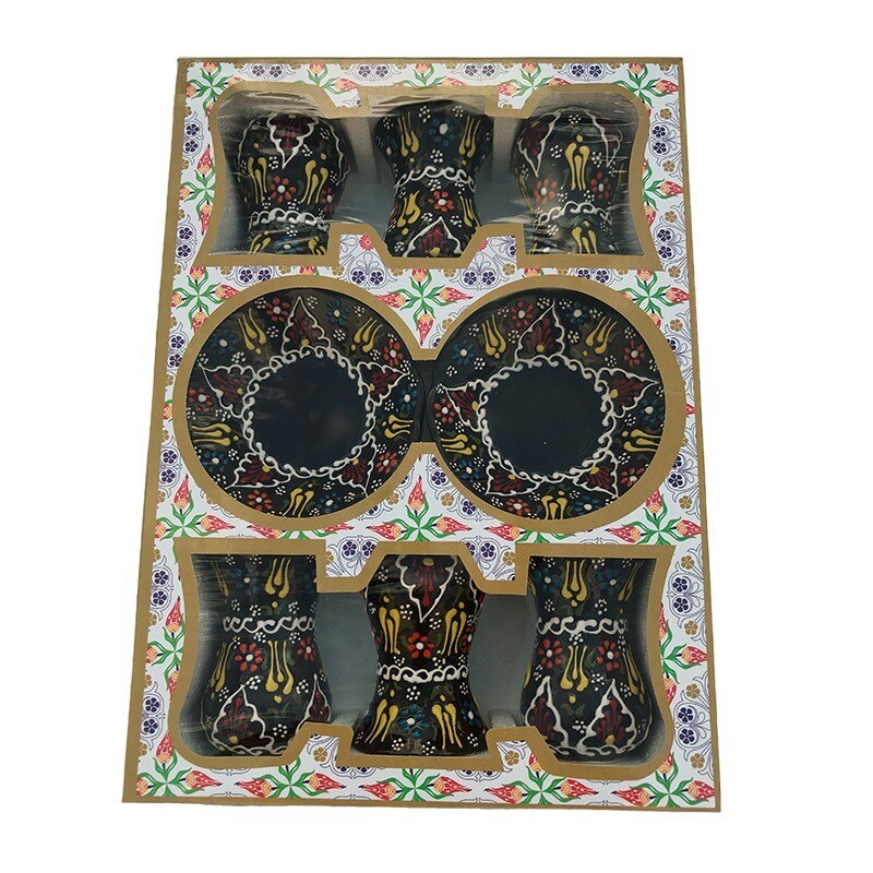 Set din ceramica pentru ceai format din sase pahare si farfurii cu ...