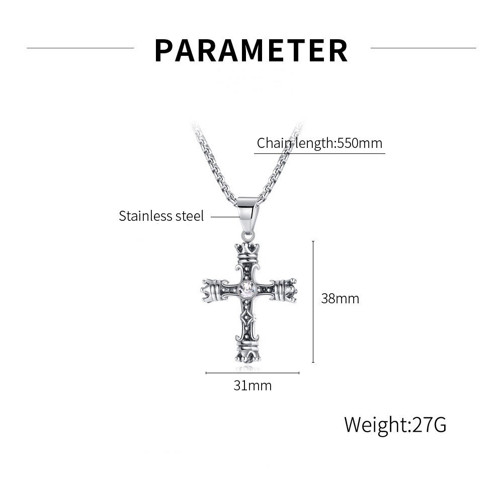 Coroana Cruce Colier Pandantiv, argint, 55CM - eMAG.ro