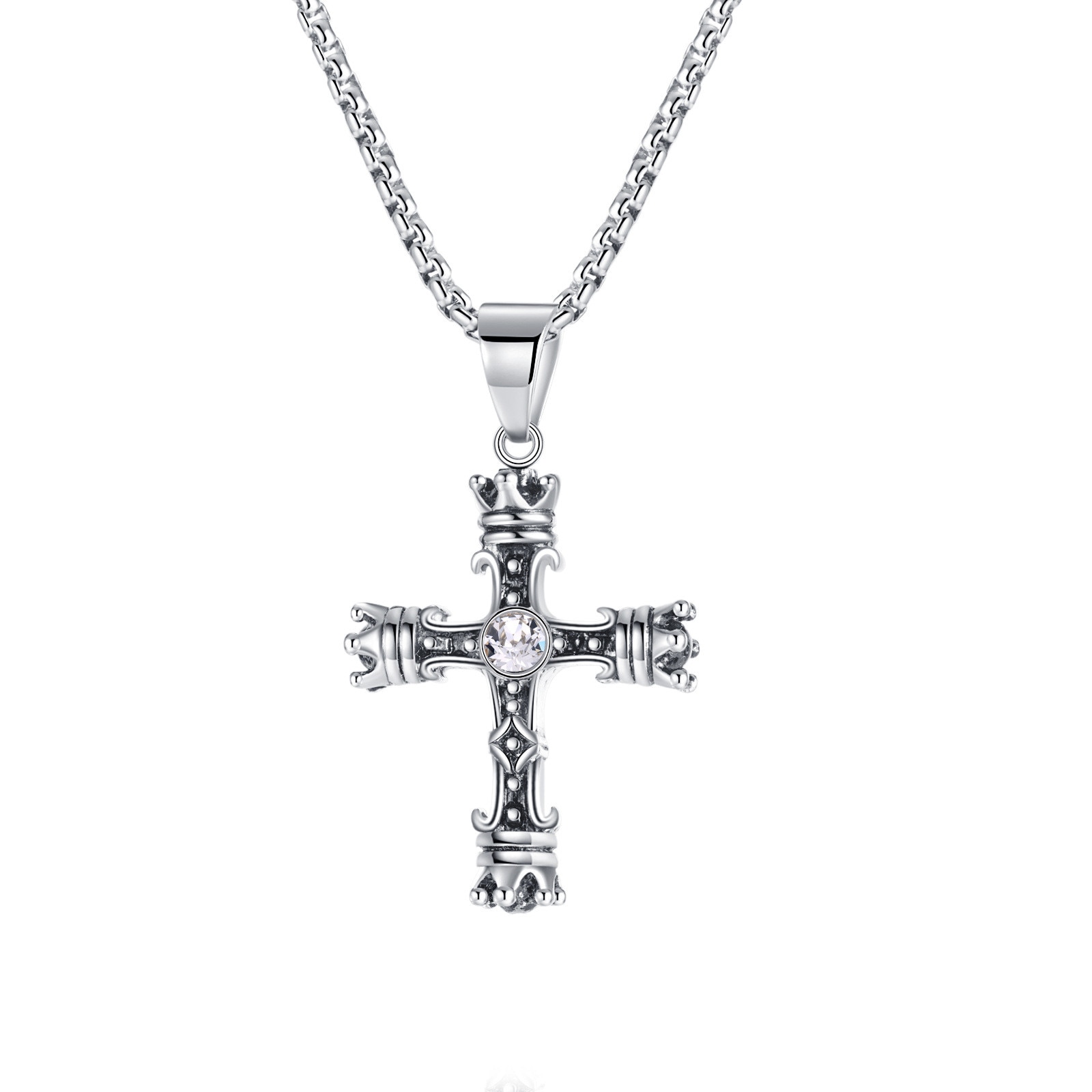 Coroana Cruce Colier Pandantiv, argint, 55CM - eMAG.ro