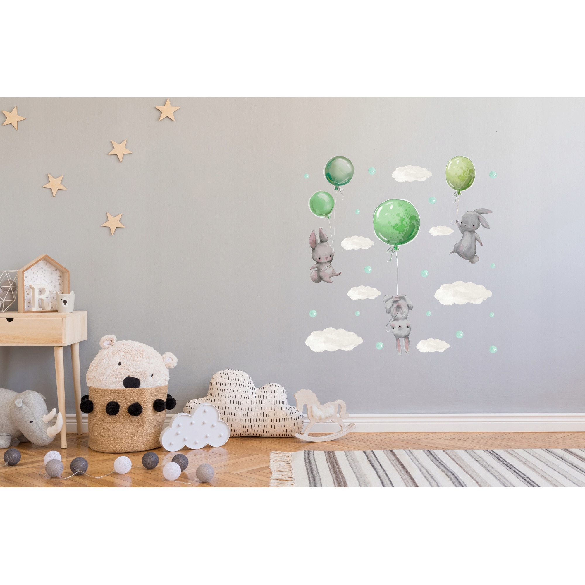 Autocolant de perete, 100 x 100, Imprimeu cu iepurasi, Autoadeziv ...