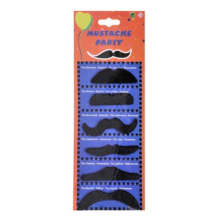 Set 6 buc accesoriu costumatie Halloween, Mustata artificiala, negru ...