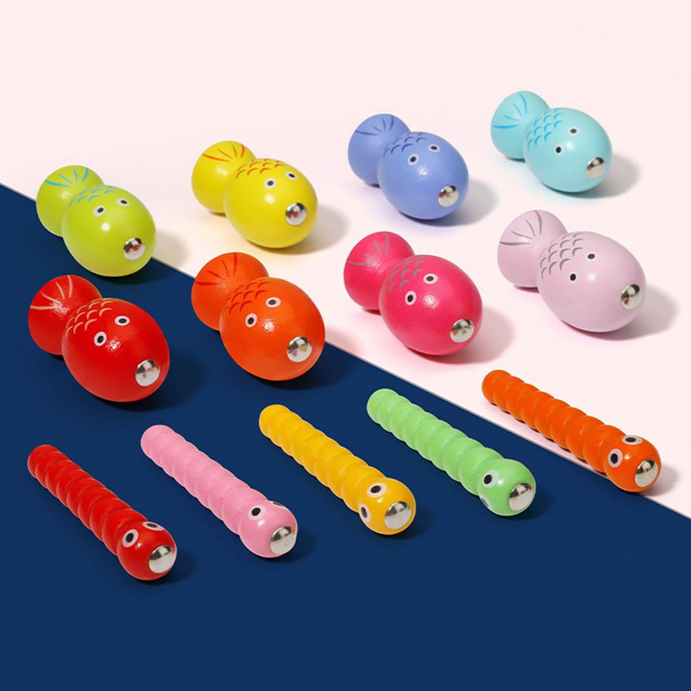 Jucarie din lemn Montessori, Zola®,2 undite, Pisciuta prinde ...