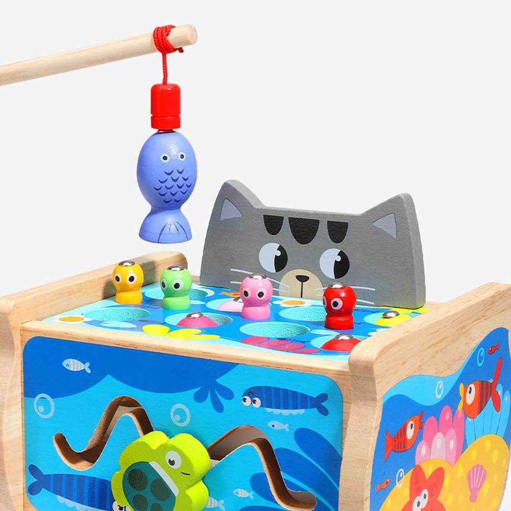 Jucarie din lemn Montessori, Zola®,2 undite, Pisciuta prinde ...