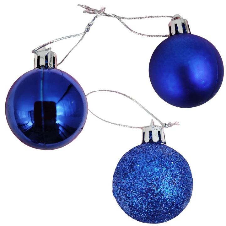 Комплект Коледни топки, Elemag, За елха, 6 Броя, Син, ф4 - eMAG.bg