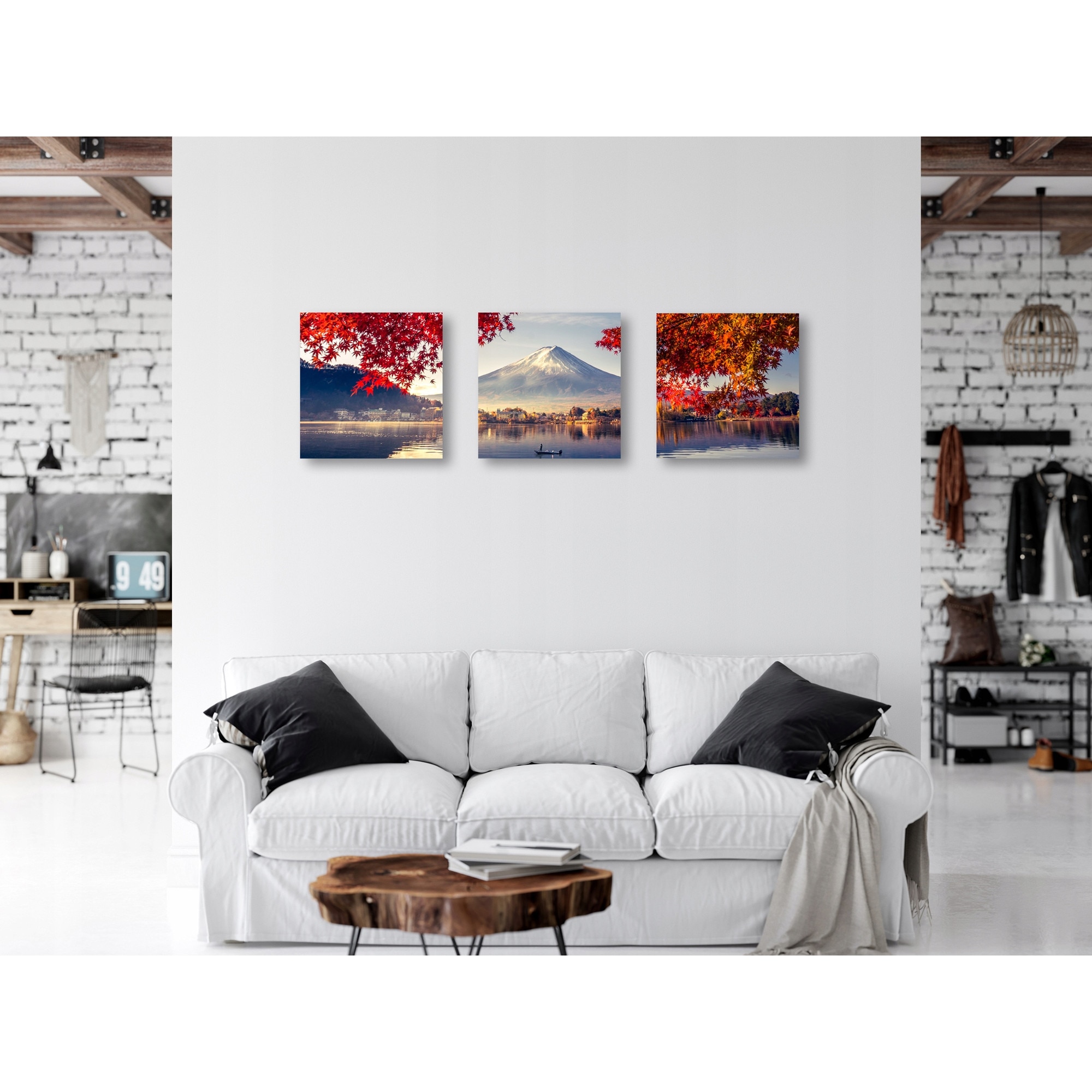 Set 3 tablouri Canvas, Model- Japonia, 25 x 25 cm, Multicolor - eMAG.ro