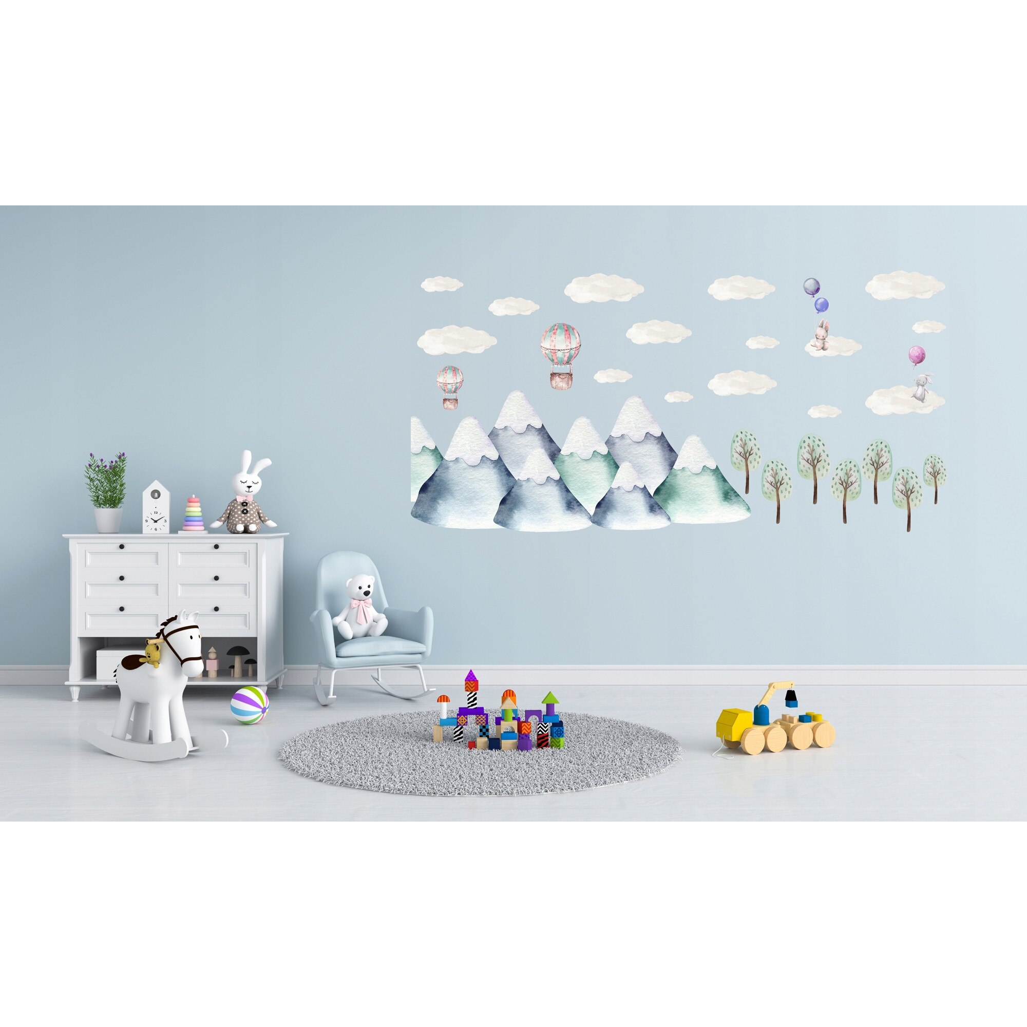 Stickere decorative pentru copii, Munte, 200 x 100, Autoadeziv ...