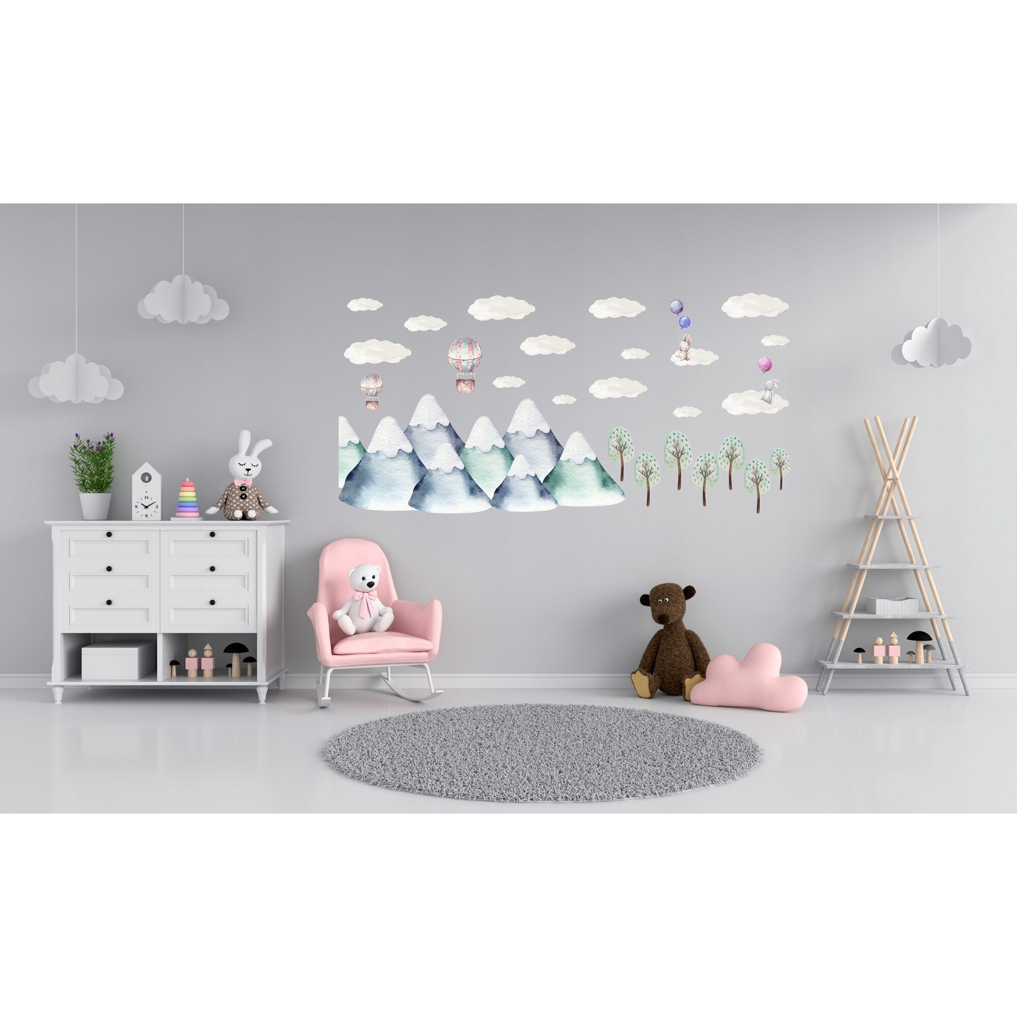 Stickere decorative pentru copii, Munte, 200 x 100, Autoadeziv ...