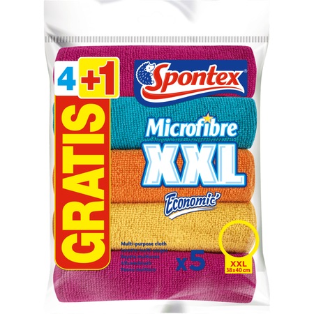 Комплект микрофибърни кърпи, Spontex, XXL, 4+1 - eMAG.bg