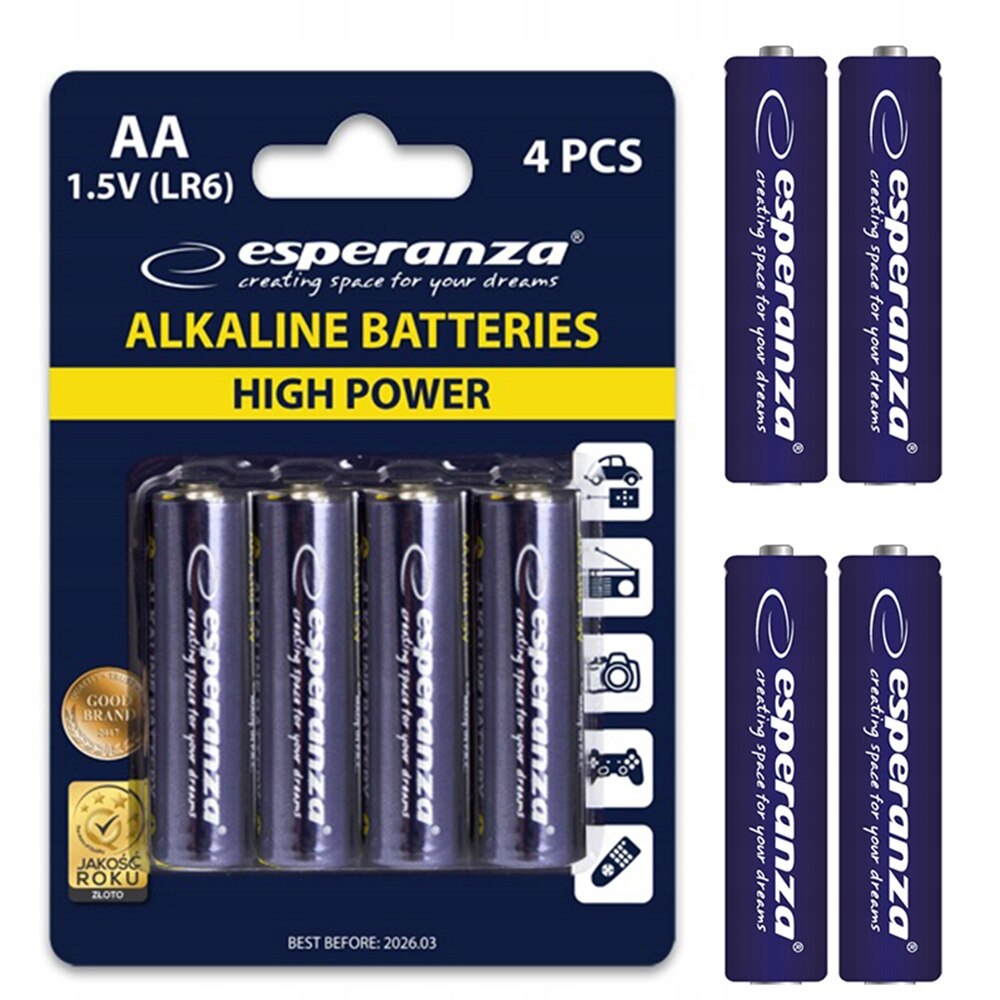 Set Baterie alcaline, Esperanza, AA 1.5V, R6/LR6/LR06, 14.5 x 50.5 mm ...
