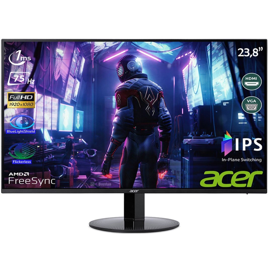 Монитор Acer SB241Ybi, 23.8", LED, IPS, 1920 x 1080, VGA, 1 x HDMI 1.4 ...