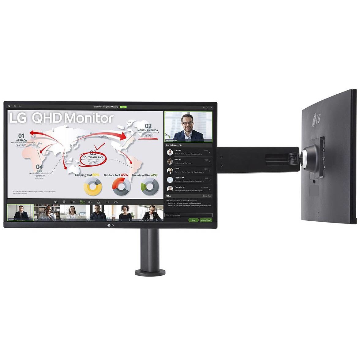 Монитор 27'' LG Ergo Dual, LED, IPS, 2560 x 1440, Аудио изход за ...