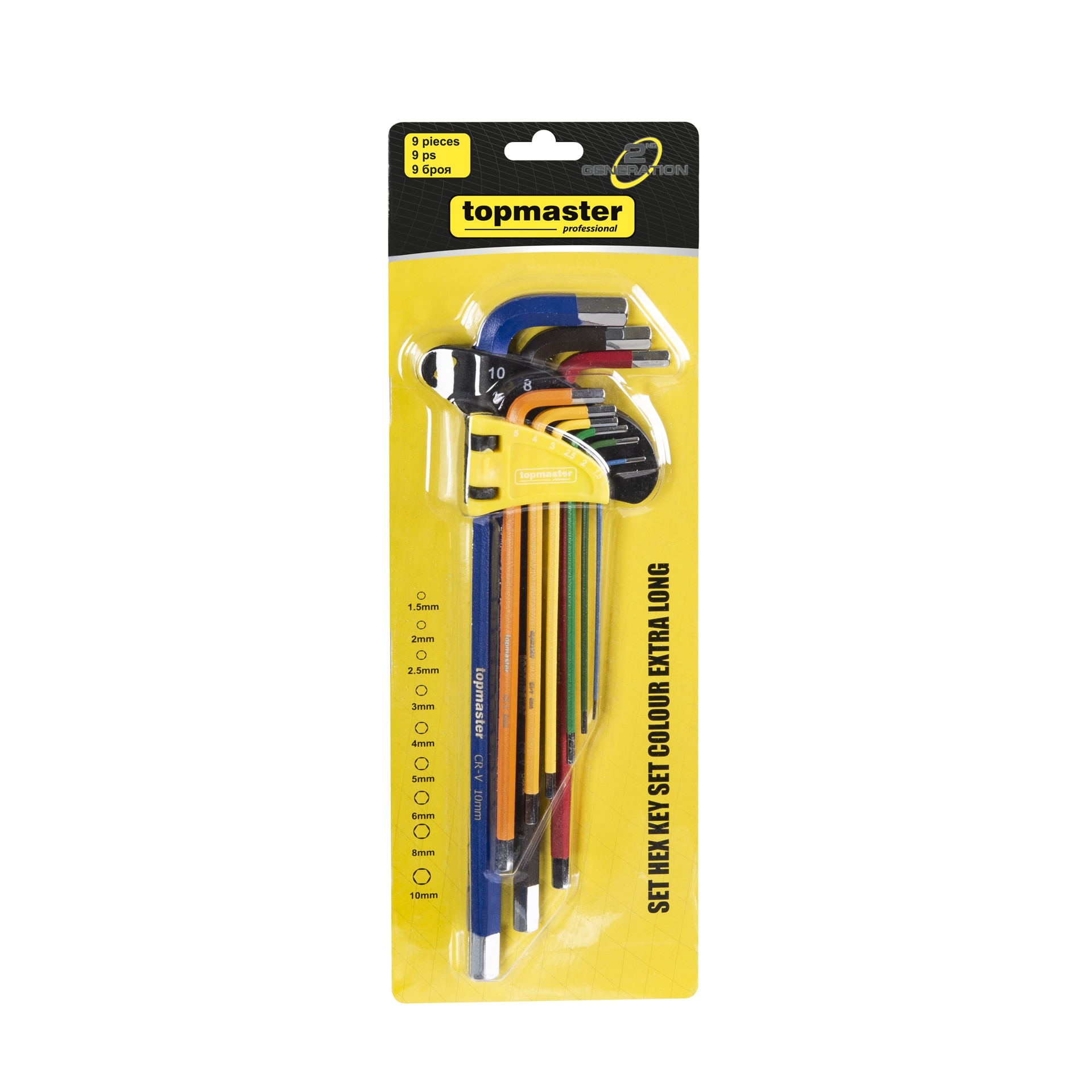 Set 9 chei imbus extra lungi color, Topmaster 390172 - eMAG.ro