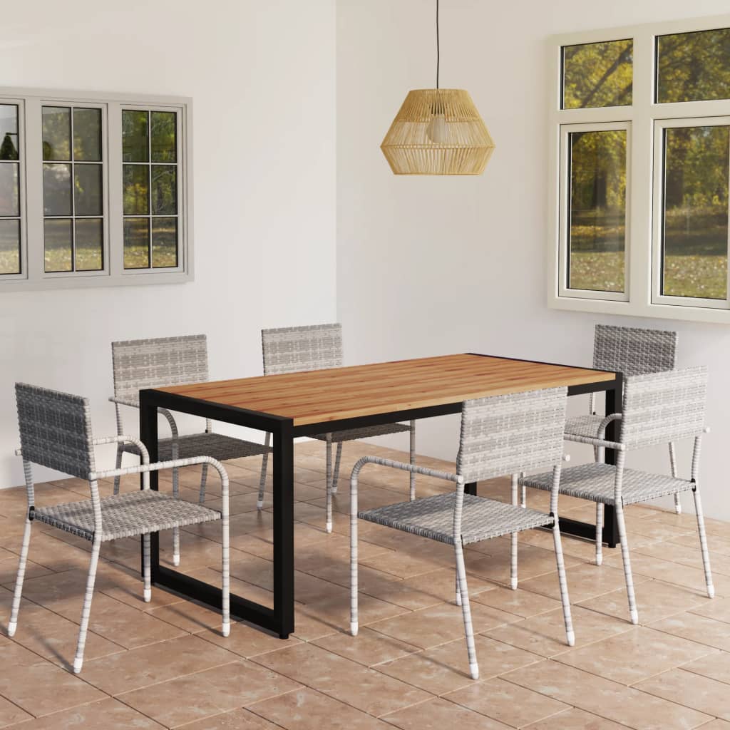 Set mobilier pentru gradina, 7 piese, Modern, gri, Confortabil pentru ...