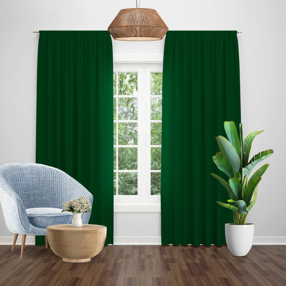 Set Draperie model soft uni verde padure 2 buc x 150 x 250 cm, rejansa ...